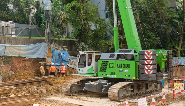 A telescopic crawler crane in special underground construction ...